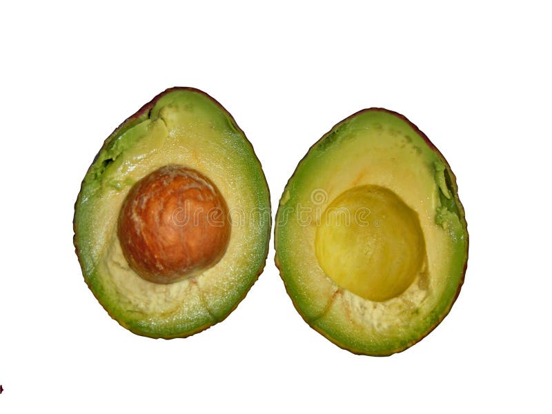 Avocado Cut in Half Isolated on White Stock Photo - Image of fruits ...