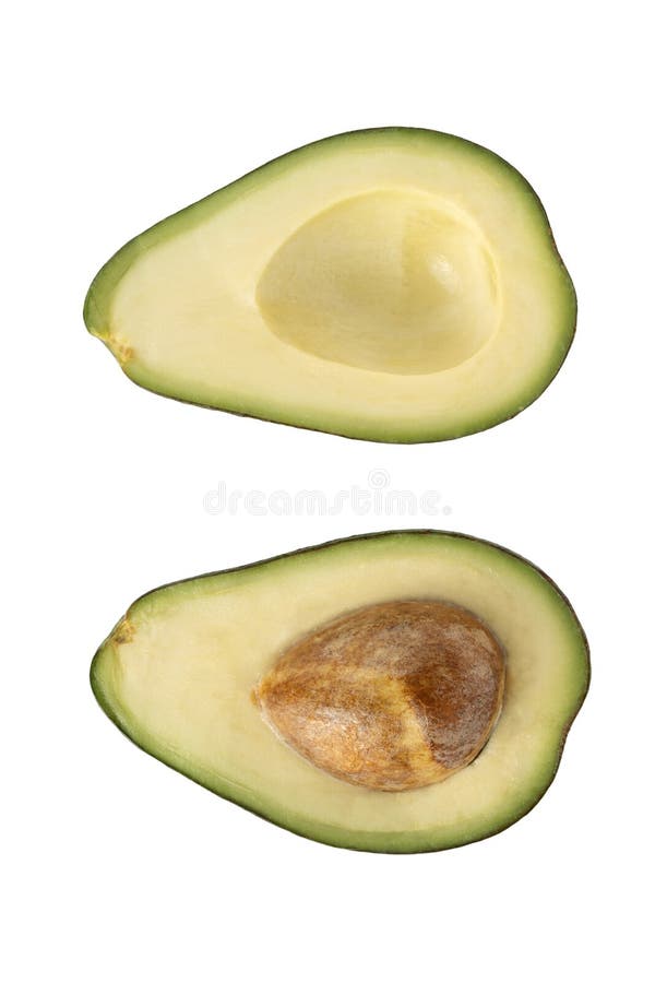 Avocado Cut in Half Isolated on White Background Stock Photo - Image of ...