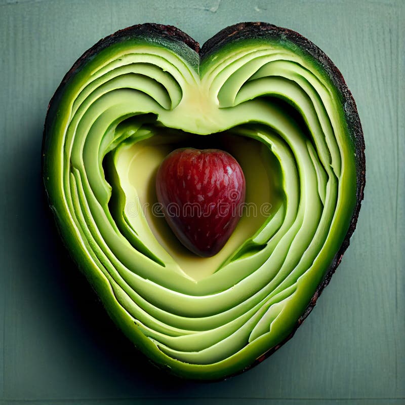 Avocado Cut Half with Shape Heart. Illustration Stock Illustration ...
