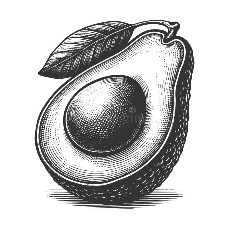 Avocado Engraving Sketch Vector Illustration Stock Vector ...