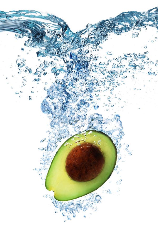 Avocado Falls Deeply Under Water Stock Photo - Image of freshness, drop ...