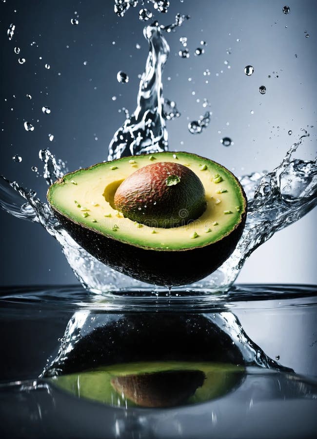 Avocado Falls into Water with Splashes Stock Photo - Image of ...