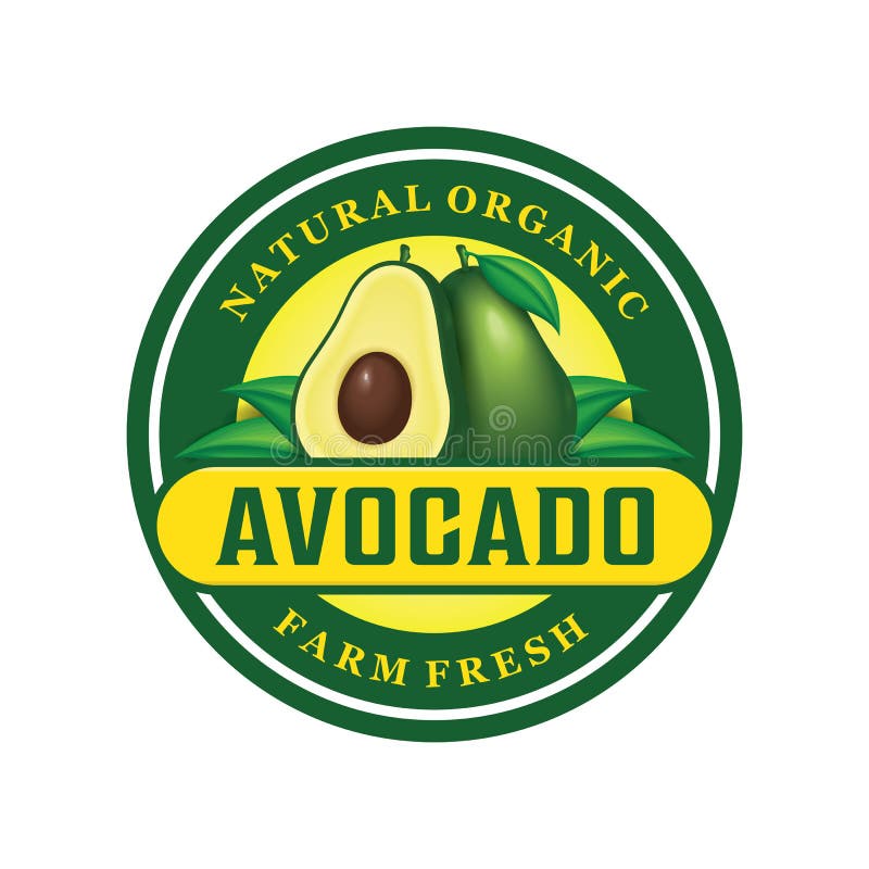 Avocado Farm Round Frame Badge or Logo Template. Hand Drawn Avocado ...