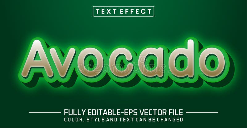 Avocado Font Text Effect Editable Stock Vector - Illustration of ...