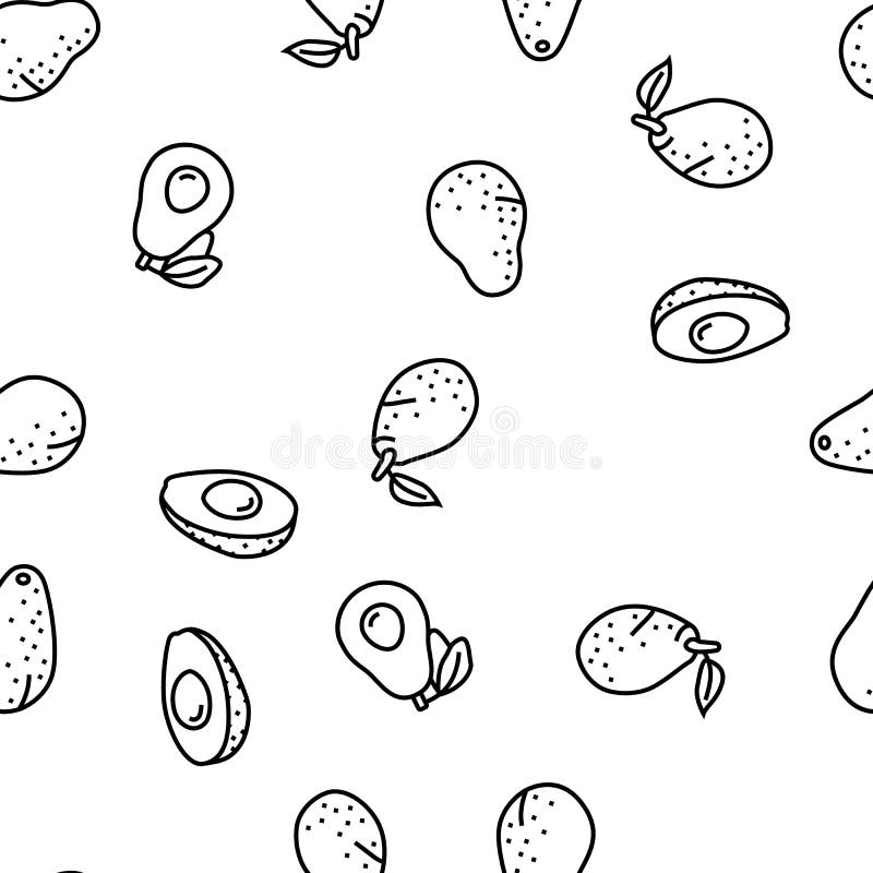 Avocado Food Green Half Vector Seamless Pattern Stock Illustration ...