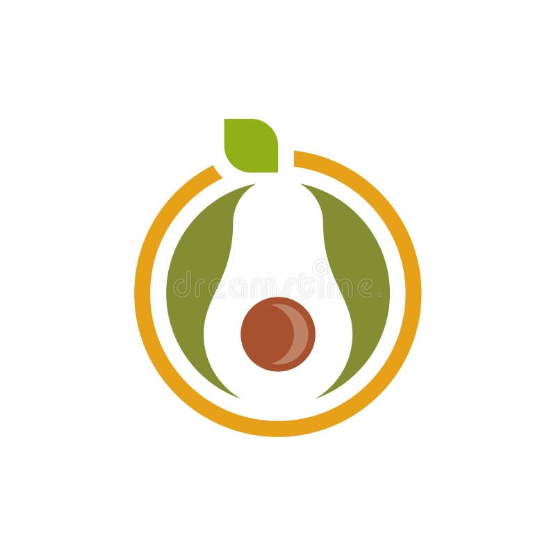 Avocado Fruit Logo Template. Avocado Half with Leaf Vector Design Stock ...