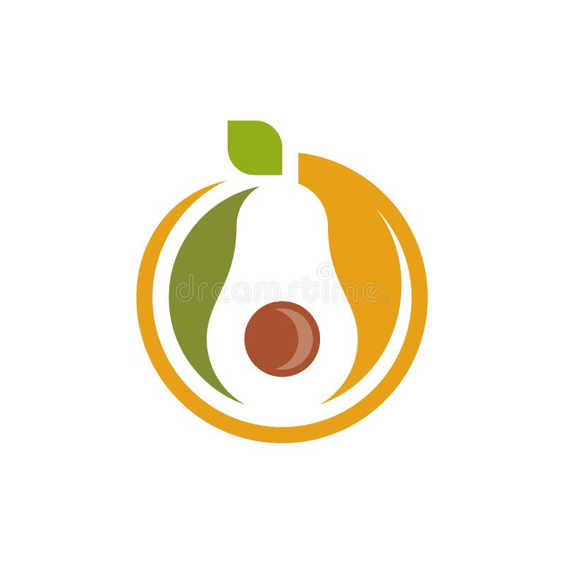 Avocado Fruit Logo Template. Avocado Half with Leaf Vector Design Stock ...