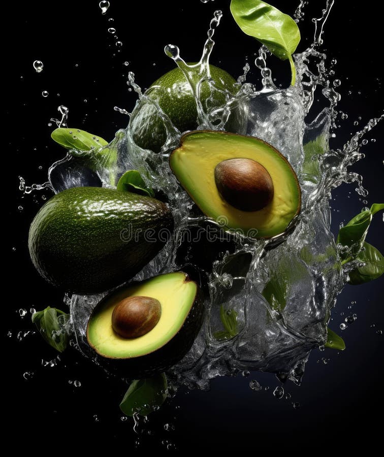 Avocado Fruits Fall into the Water Stock Photo - Image of organic, fall ...