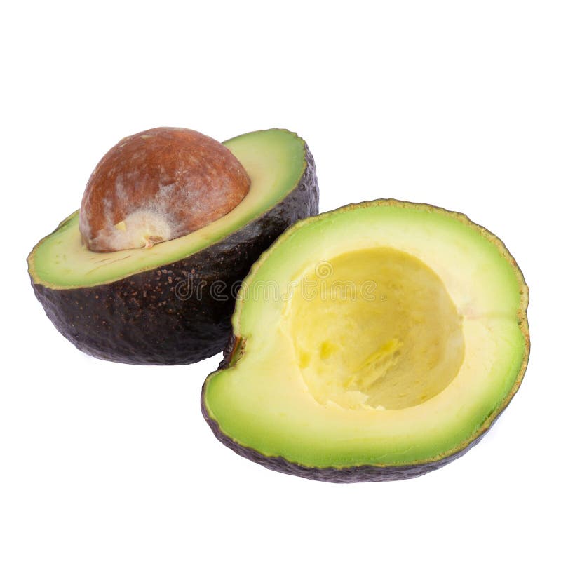 Avocado and Half of Fresh Avocado with Kernel Isolated on a White ...