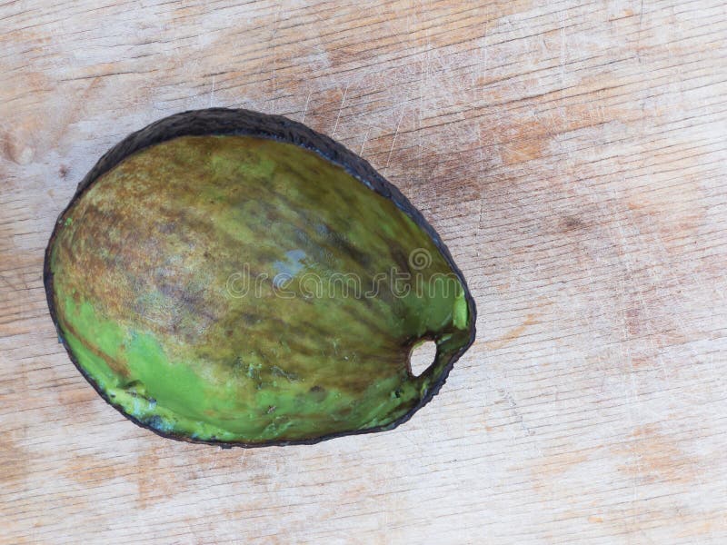 Avocado Hass Rind without Pulp Lying on a Wooden Surface Stock Image ...