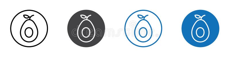 Avocado Icon Flat Editable Icon Mark Set Stock Vector - Illustration of ...