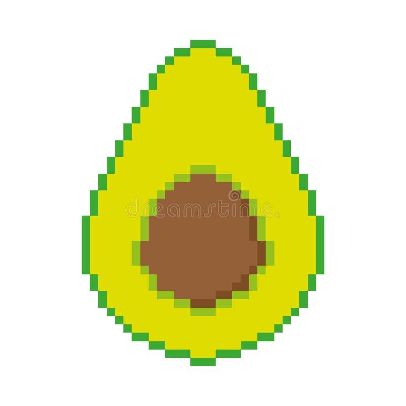 Avocado Icon Pixel Art Design. Stock Illustration - Illustration of ...