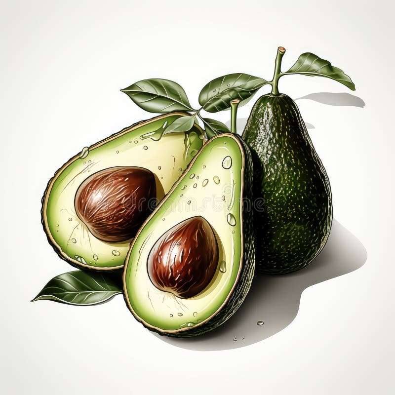 Avocado Illustration. Avocado Isolated. Avocado Logo Drawing. Stock ...