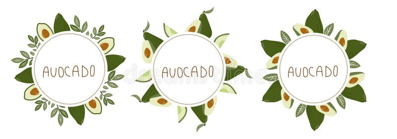 Avocado Illustration Set, Graphic Element for Designe Stock Vector ...
