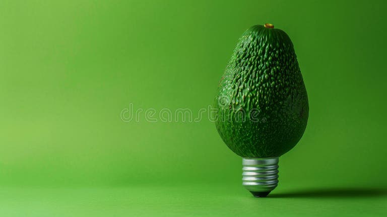 Avocado Light Bulb, Creative Eco Concept Stock Image - Image of surreal ...