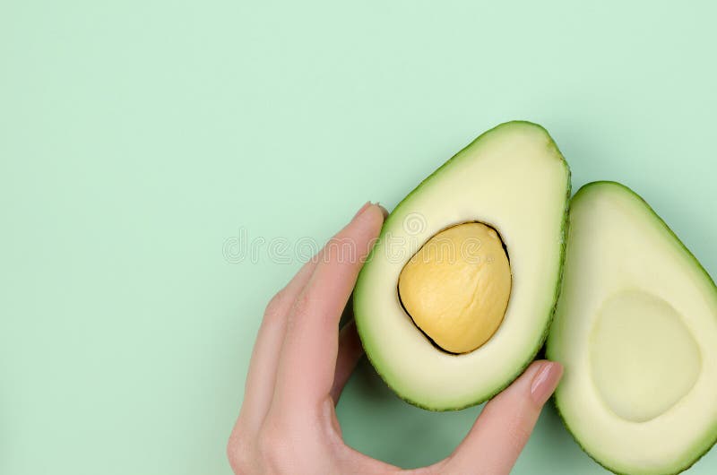 Avocado on Light Green Background. Stock Image - Image of gourmet ...