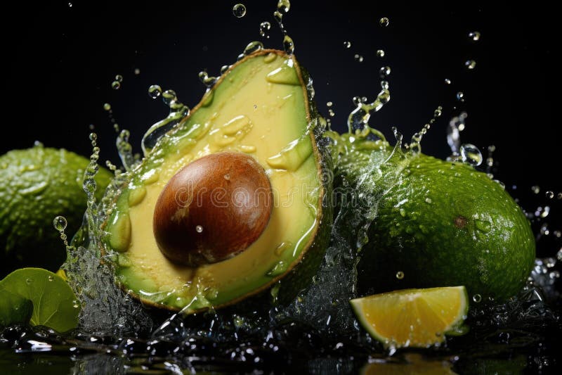 Avocado liquid splas stock illustration. Illustration of food - 331171063