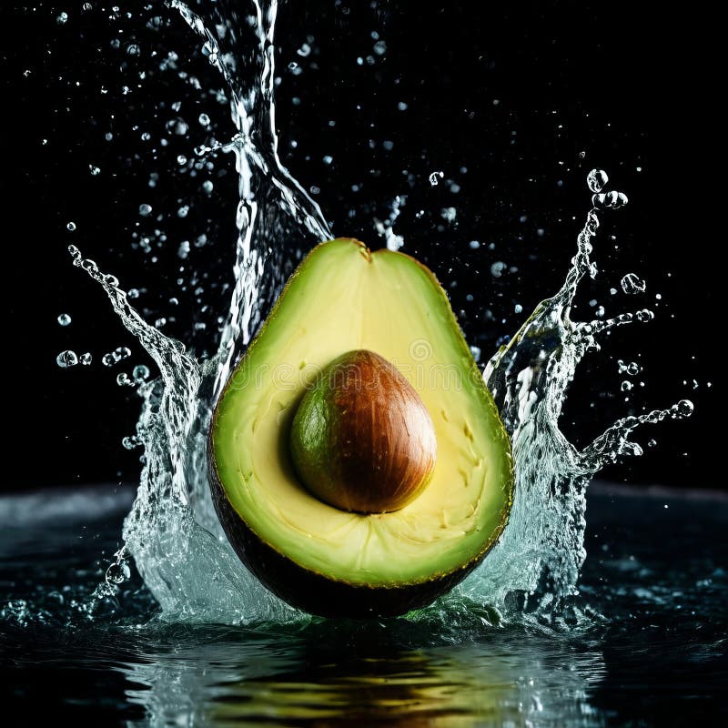 Splash Water Avocado in the Midst of a Brilliant Splash the Dynamic ...