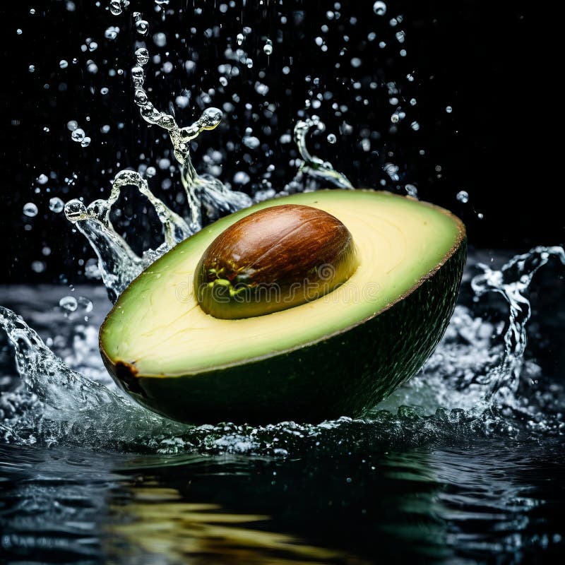 Splash Water Avocado in the Midst of a Brilliant Splash the Dynamic ...