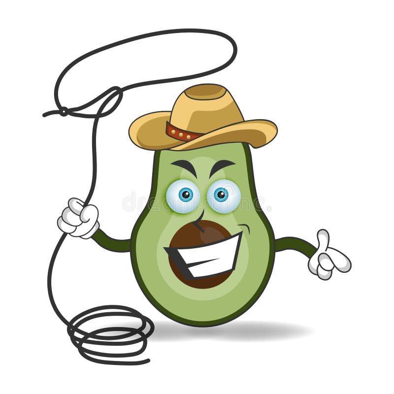 The Avocado Mascot Character Becomes a Cowboy. Vector Illustration ...