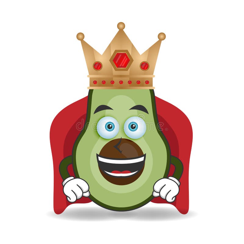 The Avocado Mascot Character Becomes a King. Vector Illustration Stock ...