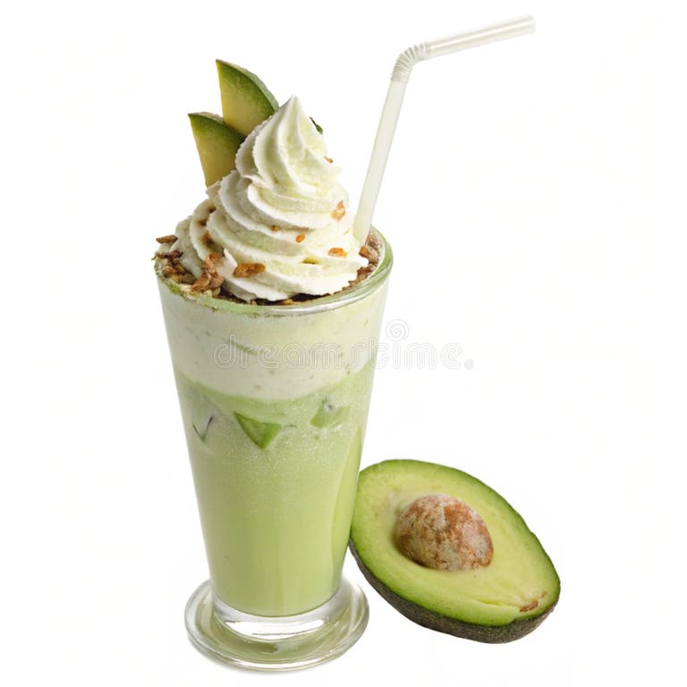 Avocado Milkshake Isolated on Transparent Background Stock Illustration ...