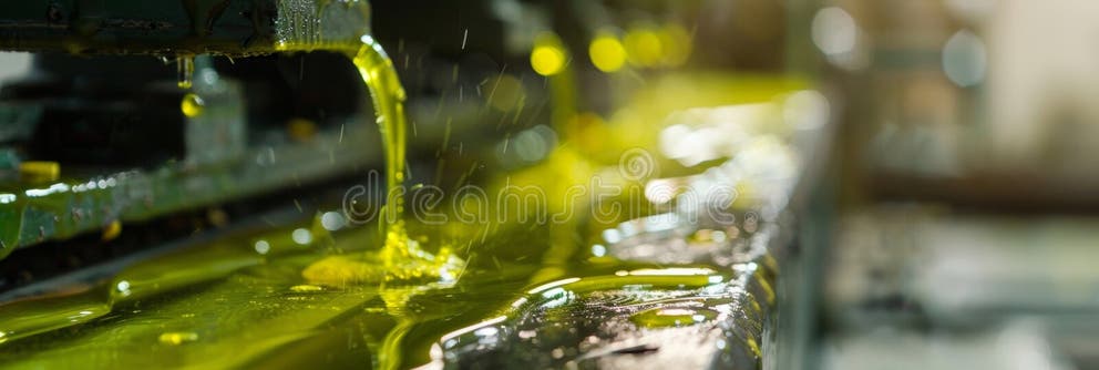 Avocado Oil Being Extracted from the Paste Using a Press with Droplets ...