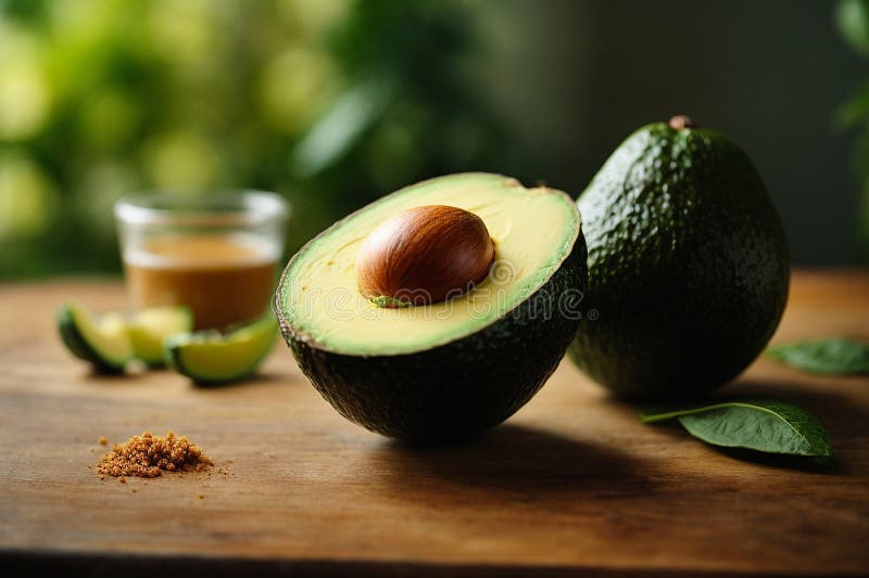 Avocado Open Showing the Stone Stock Illustration - Illustration of ...