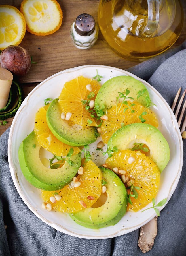 Avocado and orange salad stock image. Image of healthy - 39595905