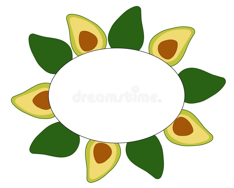 Avocado Oval Frame. Vector Flat Avocado Background with Space for Text ...