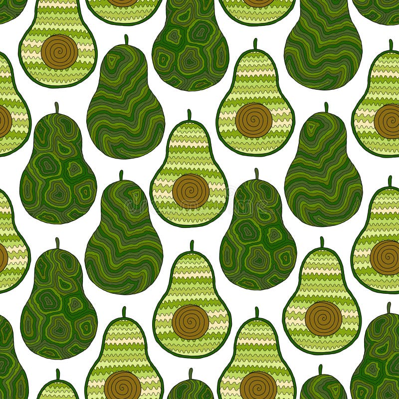 Avocado Pattern Geometric Seamless Stock Vector - Illustration of ...
