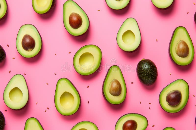 Avocado Pattern on Pink Background. Top View. Flat Lay Stock ...