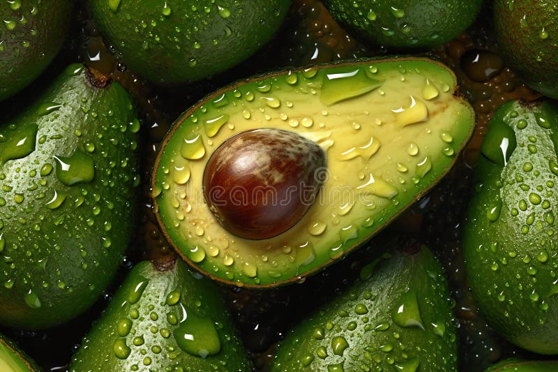 Avocado Pattern with Water Drops. Texture for Eco and Healthy Food ...