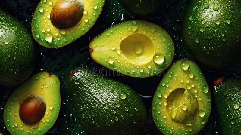 Avocado Pattern with Water Drops. Texture for Eco and Healthy Food ...