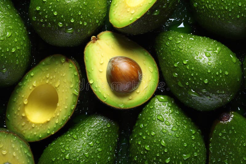 Avocado Pattern with Water Drops. Texture for Eco and Healthy Food ...