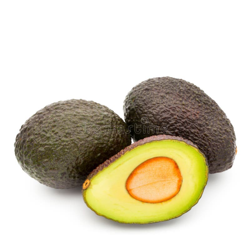 Avocado Pieces Set Isolated on White Background. Stock Image - Image of ...