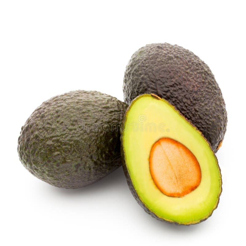 Avocado Pieces Set Isolated on White Background. Stock Photo - Image of ...
