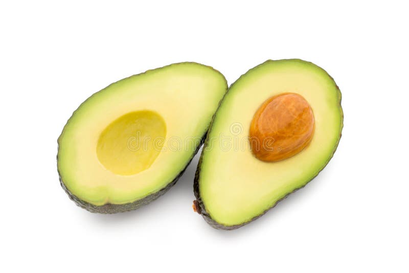 Avocado Pieces Set Isolated on White Background. Stock Photo - Image of ...