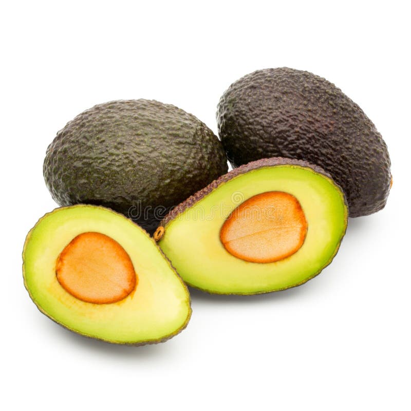 Avocado Pieces Set Isolated on White Background. Stock Image - Image of ...