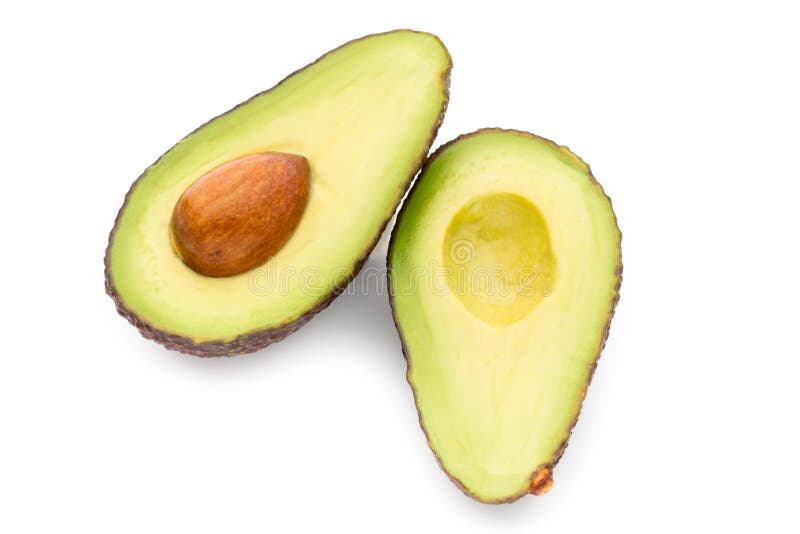 Avocado Pieces Set Isolated on White Background. Stock Photo - Image of ...