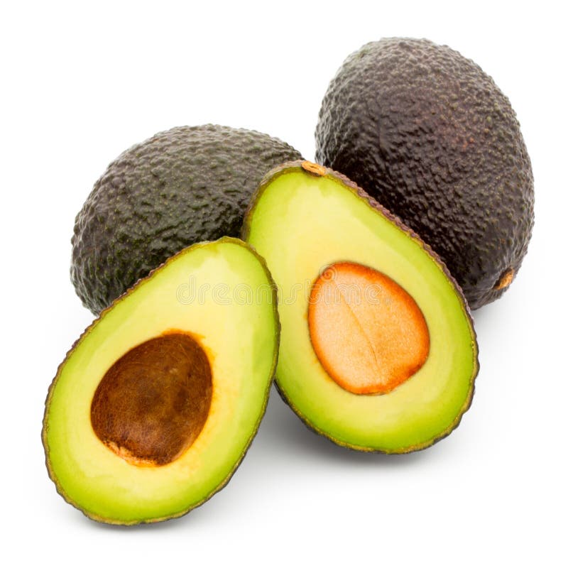 Avocado Pieces Set Isolated on White Background. Stock Image - Image of ...