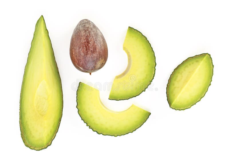 323 Avocado Pieces Set Isolated White Background Stock Photos - Free ...