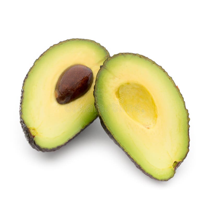 Avocado Pieces Set on White Background. Stock Photo - Image of ...