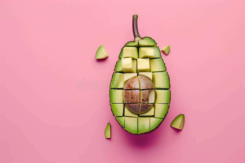 Avocado on a Pink Background Stock Illustration - Illustration of color ...