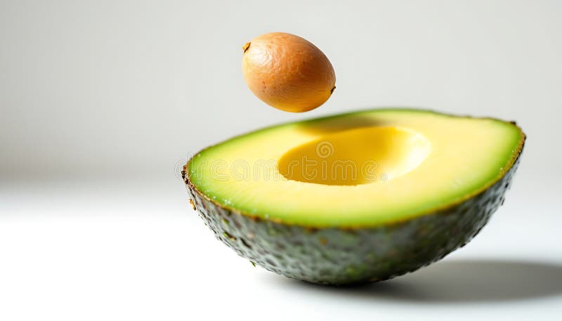 Avocado Pit Falling: a Vibrant, Minimalist Still Life Stock Image ...