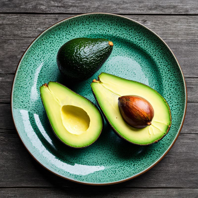 Avocado on a Plate, Created by Ai Generated Stock Illustration ...