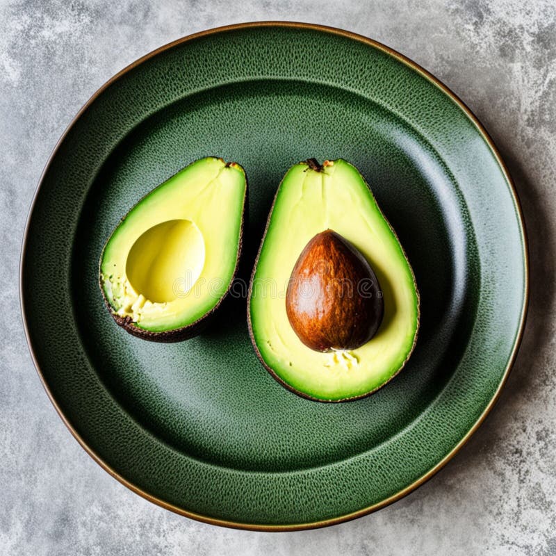 Avocado on a Plate, Created by Ai Generated Stock Illustration ...