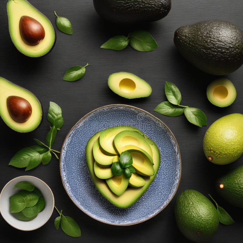 Avocado on a Plate, Created by Ai Generated Stock Image - Image of ...