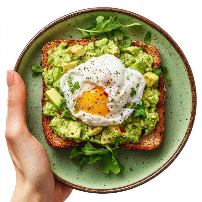 Avocado and Poached Egg on Toast, Displayed on a Transparent Background ...