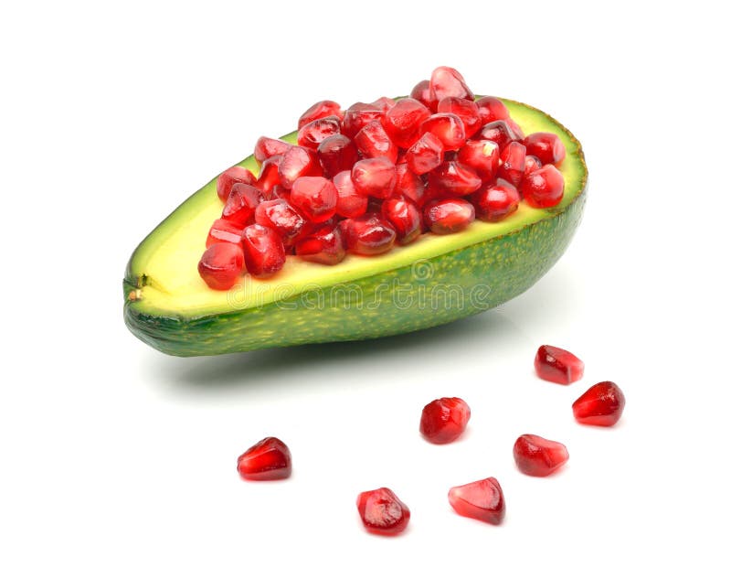 Avocado with Pomegranate Seeds Stock Photo - Image of leaf, fruit: 57634894